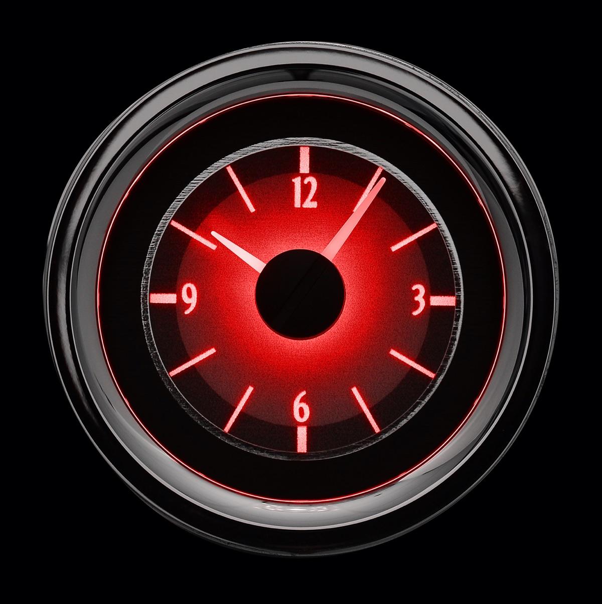 1955-56 Chevy Car Analog Clock, Silver Alloy Style Face, Red Display ...