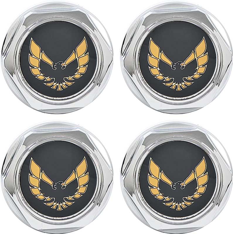 1977-81 Firebird - Wheel Center Caps Chrome with Gold Bird Emblem ...