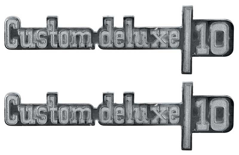1973-74 Chevrolet CUSTOM DELUXE 10 Front Fender Emblem Pair - OER ...