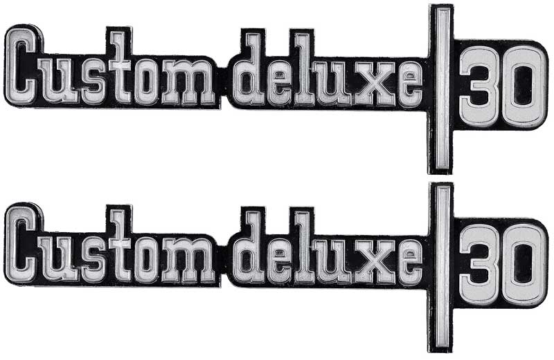 1973-74 Chevrolet Truck CUSTOM DELUXE 30 Front Fender Emblem Pair - OER ...