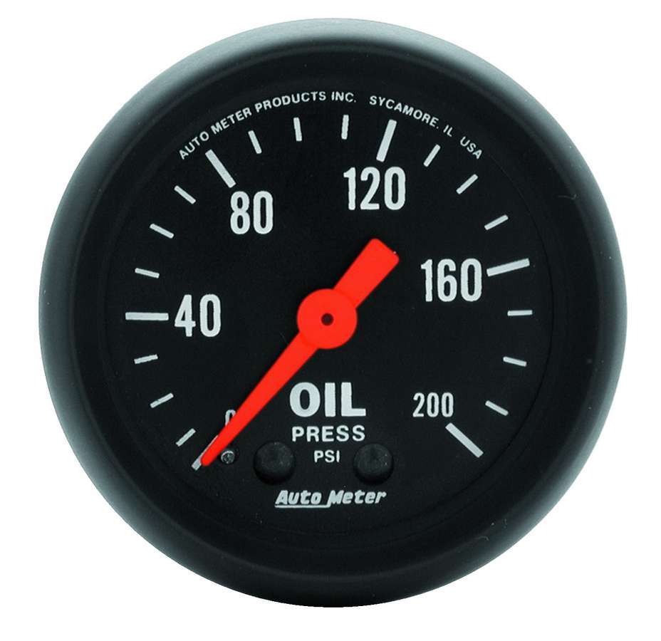Auto Meter Z-Series 2-1/16" Full Sweep 0-200 PSI Mechanical Oil ...