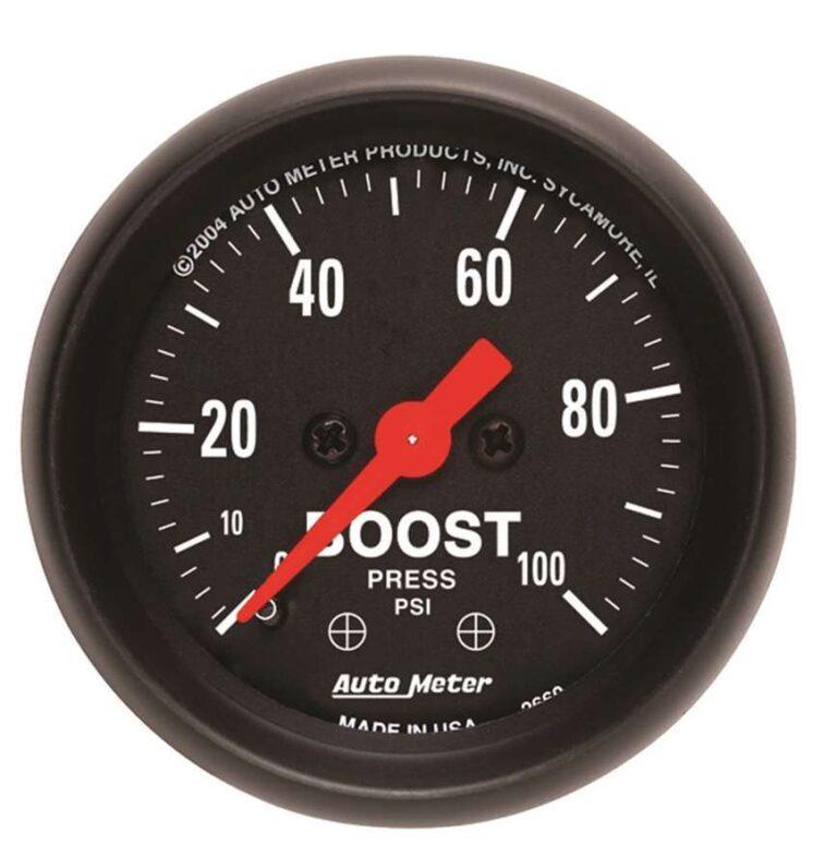 Auto Meter Z-Series 2-1/16" 100 PSI Mechanical Full-Sweep Boost Gauge ...