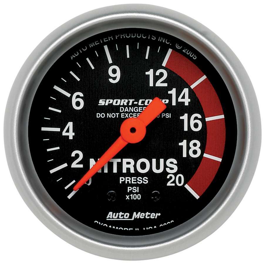 Auto Meter Sport Comp Series 2-1/16" 0-2000 PSI Mechanical Nitrous ...