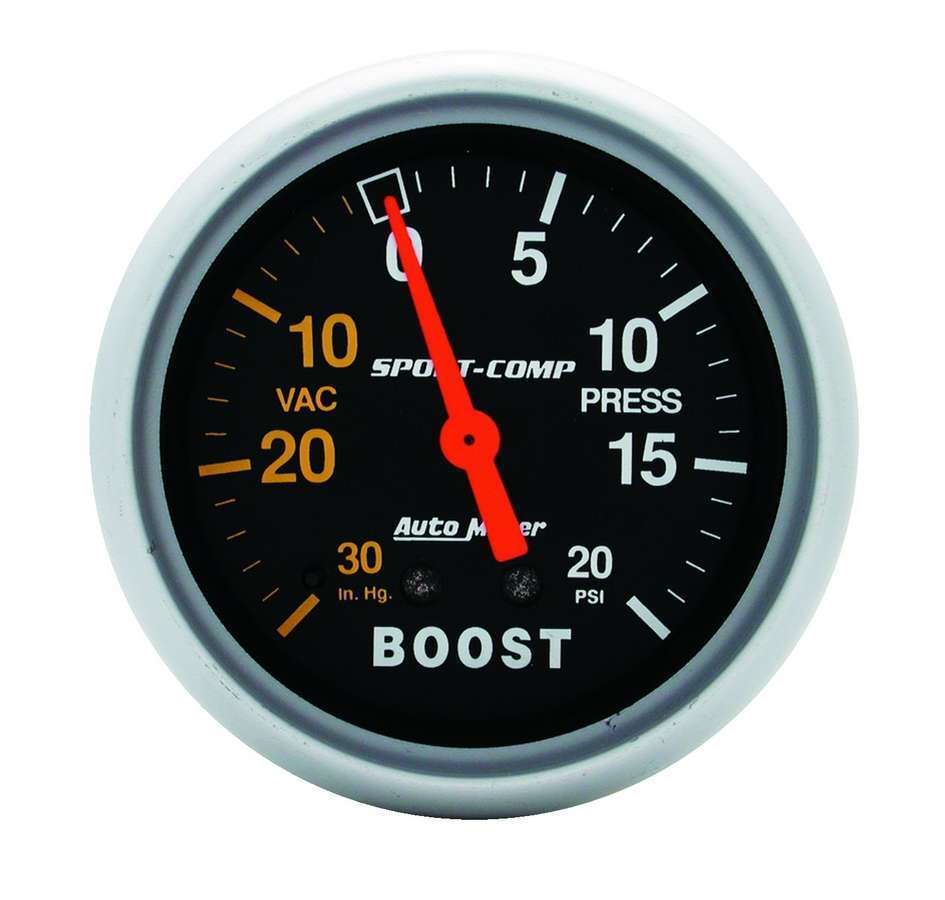 Auto Meter Sport Comp Series 2-5/8" Full-Sweep 20 PSI / 30" Hg ...
