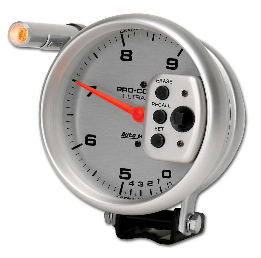 Auto Meter Ultra-Lite 5" 9,000 RPM Pedestal Mount Tachometer with Dual ...