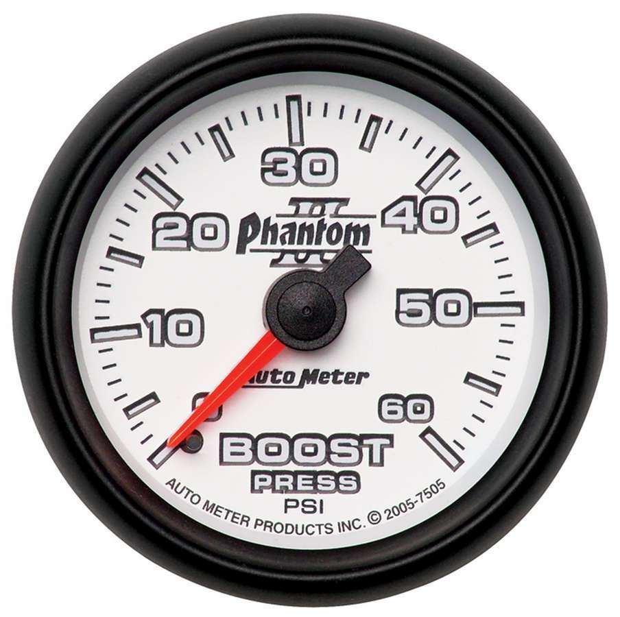 Auto Meter Phantom II Series 2-1/16" 0-60 PSI Full Sweep Mechanical ...