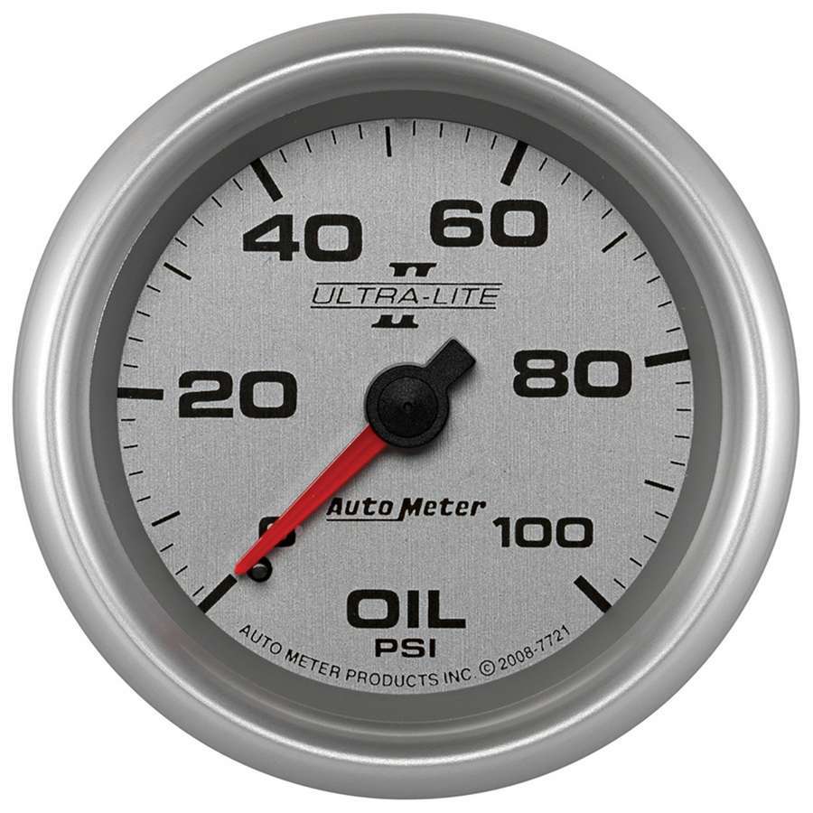 Auto Meter Ultra-Lite II Series 2-5/8" Full Sweep 0-100 PSI Mechanical ...