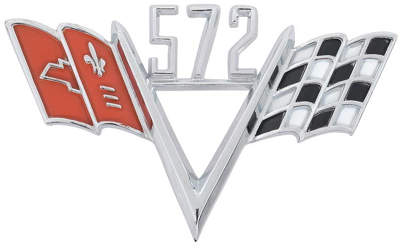 572 Crossed Flags Front Fender Emblem Each - OER - Restoration Performance