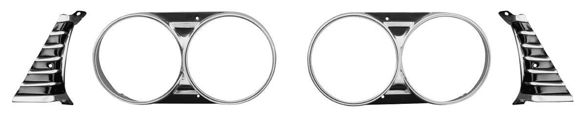 Bezels Kit, Headlamp, 1966 Chevelle/El Camino, w/ Extensions - Kit ...